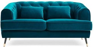 Menzzo Boudoir Glams Polstersofa, 2-Sitzer, Velours, Entenblau