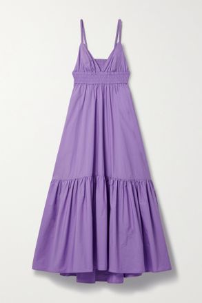 A.L.C. Rhodes Midikleid Aus Baumwollpopeline Mit Raffungen Und Cut-out - Lila