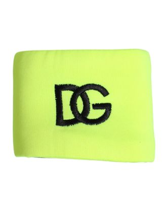 Dolce & Gabbana Yellow Green Silk Dg Logo Men Wristband Accessory