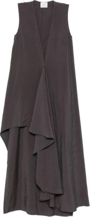 Alysi Femme, Robes, Gris, Taille: 34 FR Robe Maxi &agrave; Col en V