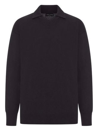 Roberto Collina pull en laine à col polo - Noir