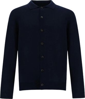 Herno Cardigan en laine c&ocirc;tel&eacute;e - Homme - Pulls - Bleu - Taille: M