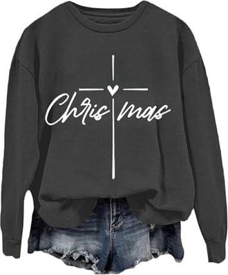 Generic Pull de Noël 2025 - Haut de Noël amusant et moche - Imprimé graphique festif - Manches longues - Style décontracté - Fêtes de vacances - Confortable -