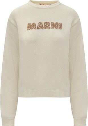 Marni Femme, Pulls, Blanc, Taille: 38 FR Pull en laine avec logo d&eacute;coup&eacute; au laser