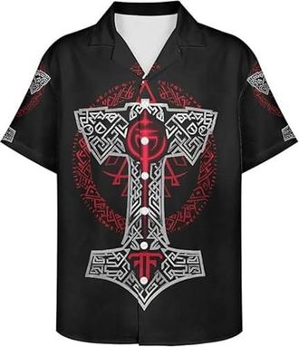 Keephen Nouveaut&eacute; Viking Chemises Hommes/Femmes Viking Animal Impression 3D Chemise Hawaiienne Chemise &agrave; Boutons Cool Plage Vacances Col &agrave; Revers Haut