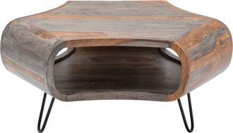 Invicta Interior Retro Couchtisch Organic Living 70cm grau Smoke Finish Sheesham Palisander Hairpin Legs