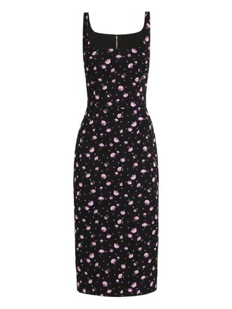 Dolce & Gabbana robe mi-longue &agrave; fleurs - Noir