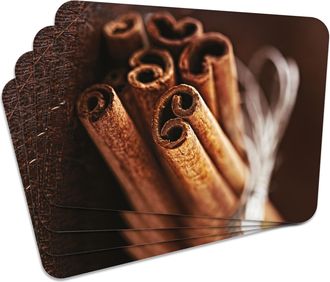 MG Design Set aus 4 Kork-Platzsets - Cinnamon 1 - 30 x 40 cm - hitzebeständig & abwischbar, mit Korkrückseite