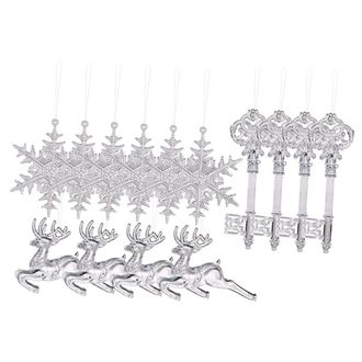 Valiclud 14st&uuml;cke Teiliges Transparenter Acryl-weihnachtsbaumornamente H&auml;ngende Schneeflocken-elch-schl&uuml;sseldekorationen zum Aufh&auml;ngen f&uuml;r Fenster und T&uuml;ren