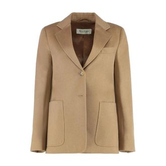Max Mara Femme, Vestes, Brun, Taille: 36 FR Single-Breasted Wool Blend Blazer