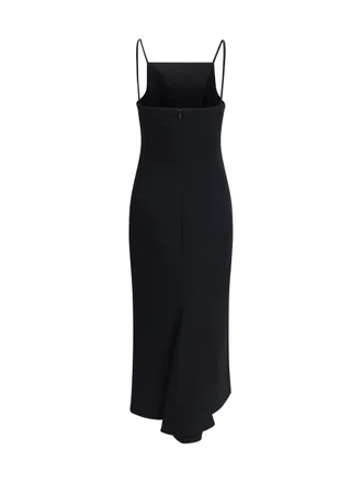 Givenchy Womens Midi Dress With Draped Back Black Viscose