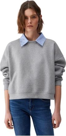 Liu Jo Femme, Sweatshirts et sweats &agrave; capuche, Gris, Taille: 38 FR SweaT-shirt avec broderie de bijoux