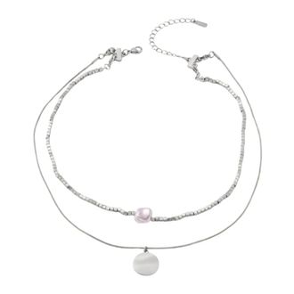 Dansk Copenhagen Vera 2in1 Kurze Halskette - Sandmatt - - Accessories - Damen - Grau - ONE SIZE
