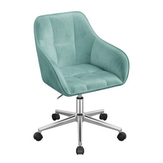 Woltu Homeoffice Stuhl, Schreibtischstuhl, Drehstuhl, Schminkstuhl, höhenverstellbar, bis 150 kg belastbar, mit Armlehnen Samtsitz, für Schlafzimmer Büro Wo