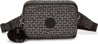 Kipling ABANU MULTI Kleine Umhängetasche, die in eine Hüfttasche umgewandelt werden kann, Geo Feather (Schwarz)