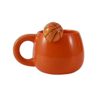 i-Total Keramiktasse mit Tiermotiv aus Keramik am Rand, Tasse f&uuml;r Tee oder Kaffee (BASKETBALL)