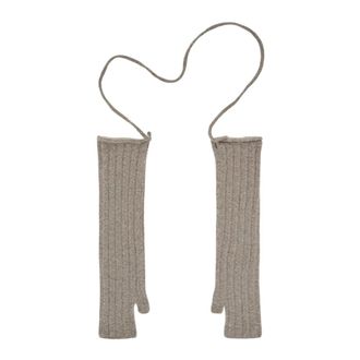 Rus Gerippte Strick-Fingerhandschuhe mit abnehmbarer Kordel - - Accessories - Damen - Beige - ONE SIZE
