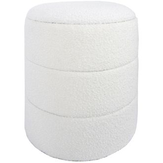 Mobili Rebecca Mobili Rebecca - Rebecca Mobili Pouf Rangement Tabouret Rond Tapiss&eacute; Blanc pour Salon Salle de Bain