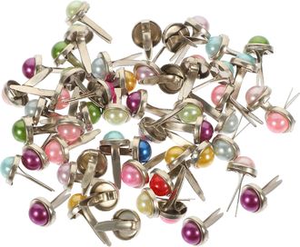 Amosfun Mini Brads Perlen Brads Musterbeutelklammern Metall Runde Brads f&uuml;r Papier Handwerk Stanzen Scrapbooking DIY 50 St&uuml;ck