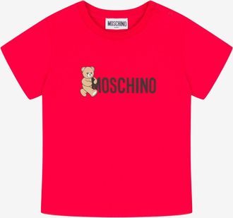 Moschino Bedrucktes T-Shirt aus Baumwolljersey - Rot