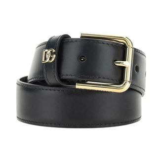 Dolce & Gabbana Femme, Accessoires, Noir, Taille: 80 CM Leather Logo Belt
