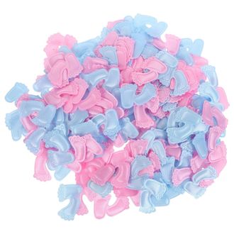 BESPORTBLE 200st&uuml;cke Fu&szlig;abdruck-Aufkleber in Rosa und Blau f&uuml;r Gender-Reveal-Partys Tischdeko aus Vliesstoff mit Konfetti f&uuml;r Babyfeiern Foto-Requisiten f&uuml;r Neug