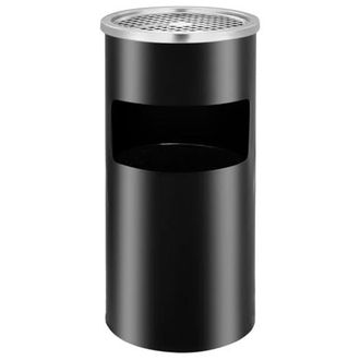 vidaXL Poubelle à Cendrier Murale Poubelle de Recyclage Ordures Déchets Extérieur Ecole Pub Club Bureau Restaurant Acier 26 L Noir