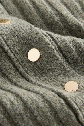 Next Strickjacke Gerippte Strickjacke mit Kragen und Kn&ouml;pfen (1-tlg)