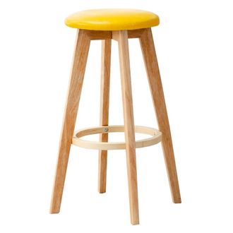 Generic Moderne Barhocker aus gelbem Holz mit Lederpolsterung - gepolsterte Tresenh&ouml;he f&uuml;r K&uuml;cheninsel, Esszimmer, Caf&eacute;, Restaurant und B&uuml;ro