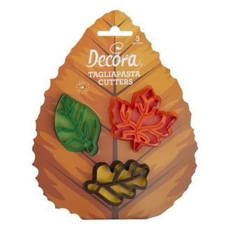 Decora 0255165 Ausstecher mit Herbstblättern, aus Kunststoff, das ideale Set für Dekorationen aus Zuckerpaste oder Gummipaste, hergestellt in Italien, origin