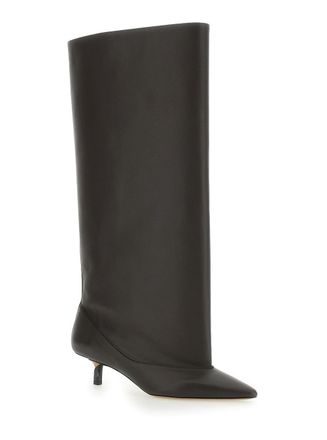 Jacquemus Womens Brown Leather Pointed Toe Boots