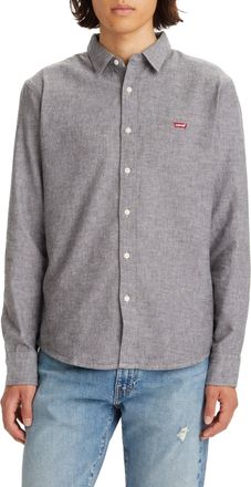 Levi's Mens Long-Sleeved Housemark LS Battery HM Shirt Slim, black agate, XS