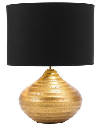 Beliani Tischlampe im Glamour Stil Keramik/Poly-Baumwolle gold/schwarz Kuban
