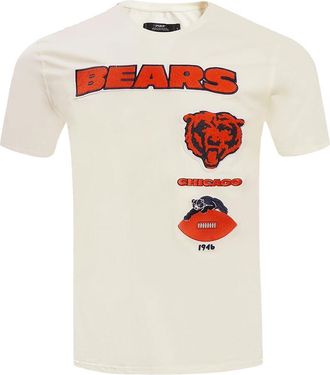 Pro Standard Mens NFL Chicago Bears Retro Classics Taping Tee Eggshell/Midnight Navy S