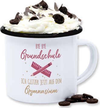 Shirtracer Emaille Tasse Blechtasse - Abgänger - Tassen - Bye Bye Grundschule ich glitzer jetzt auf dem Gymnasium | Gymnasium Einschulung | Einschulung 5. Klasse