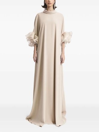 Gemy Maalouf robe longue volant&eacute;e &agrave; col montant - Tons neutres
