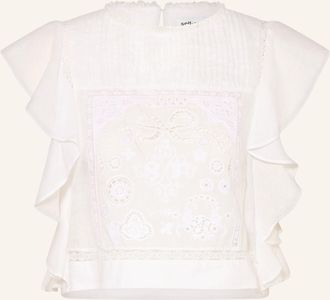 Self Portrait Self-Portrait Blusenshirt Mit Lochspitze Und Volants weiss