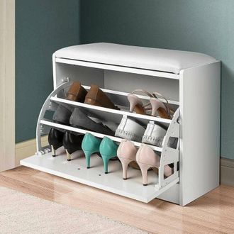Trade Shop Caoutchouc En Caoutchouc 1 Triple Profondeur En Cuir Avec Si&egrave;ge Cuir Blanc Eco 60x30x48 Cm