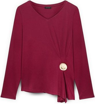 Fiorella Rubino Femme, Blouses et Chemises, Rouge, Taille: 44 FR T-shirt en jersey avec effet cache-coeur