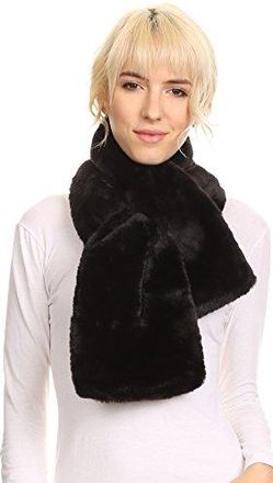 Sakkas 16112 - Malen long Rectangle en fausse fourrure chaude de Wrap Furry doux Autour Scarf Loophole - Noir - OS