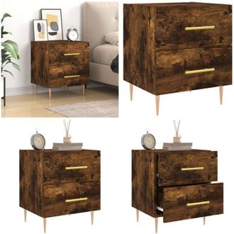 vidaXL Nachttisch R&auml;uchereiche 40x35x47,5 cm Holzwerkstoff - Nachttisch R&auml;uchereiche - Holz Nachttisch