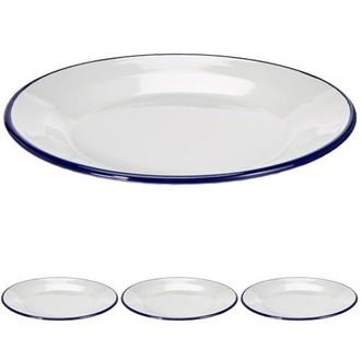 Kr&uuml;ger Karl 99/24B Husum 24 cm Teller flach, wei&szlig; mit blauem rand, 24 x 24 x 2,5 cm (Packung mit 4)