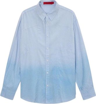 Acupuncture Acupuncture, Homme, Chemises, Bleu, Taille: 2XL Chemise Ray&eacute;e &agrave; Effet D&eacute;lav&eacute;