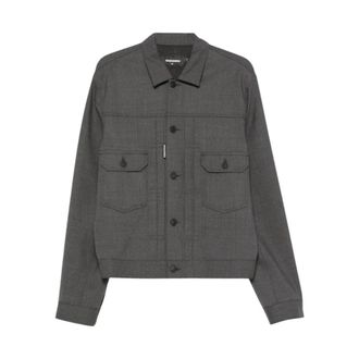 Dsquared2 Jacke mit Knopfleiste und Taschendetails - - Jackets - Herren - Grau - L