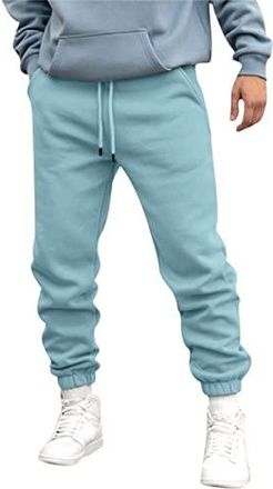 Generic Pantalon de surv&ecirc;tement pour homme avec cordon de serrage et taille &eacute;lastique - Pantalon de jogging dhiver - Couleur unie - Pantalon de course &agrave; pied 