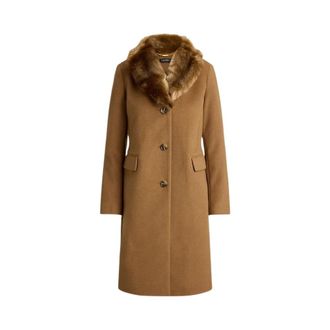 Ralph Lauren FF Trim Reefer gef&uuml;tterter Mantel - - Coats - Damen - Braun - 2XS