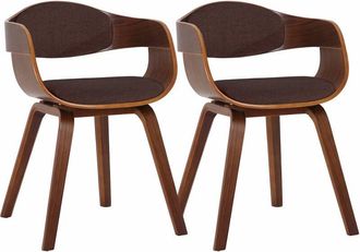Clp Ensemble de 2 chaises en bois fonc&eacute; et tissu de design moderne arrondi dans diff&eacute;rentes couleurs colore : Noix / brun