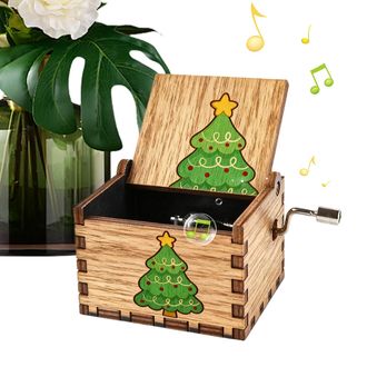 Generico Weihnachtsmusik - Kurbel aus Holz, Tischdekoration f&uuml;r Weihnachten, Musikboxen f&uuml;r Weihnachten, Musikboxen f&uuml;r Musikliebhaber, Sammler, Heimdekorateur