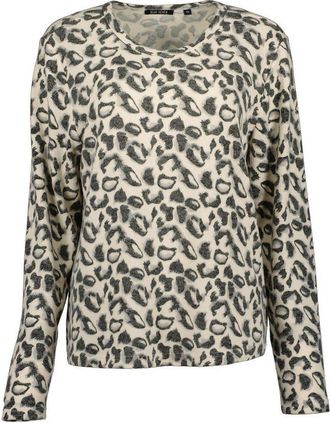 Blue Seven Langarmshirt Damen Shirt 203594 mit Leoparden-Print - Langarm-Shirt Rundhals Durchg&auml;ngiges Animal-Muster, Klassischer Rundhalsausschnitt