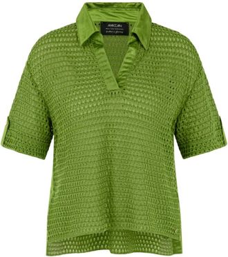 Marc Cain Pullover mit V-Ausschnitt und Lochmuster - - Knitwear - Damen - Gr&uuml;n - L